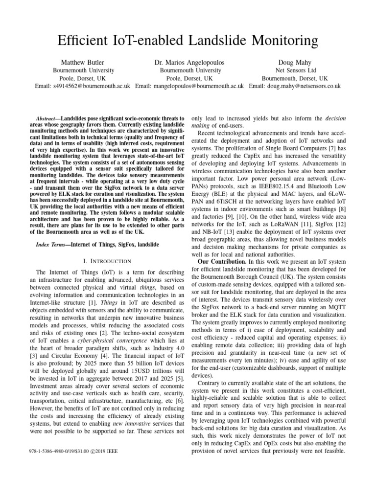 Efficient IoT-Enabled Landslide Monitoring | PDF | Internet Of Things ...
