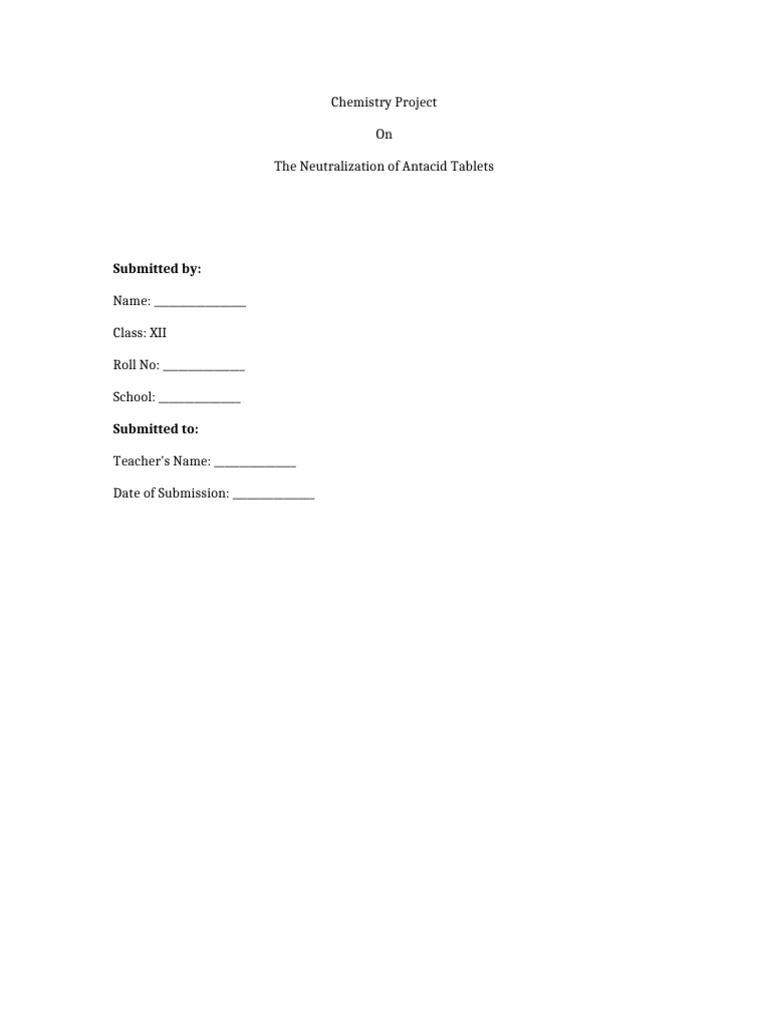 Neutralization of Antacid Project | PDF