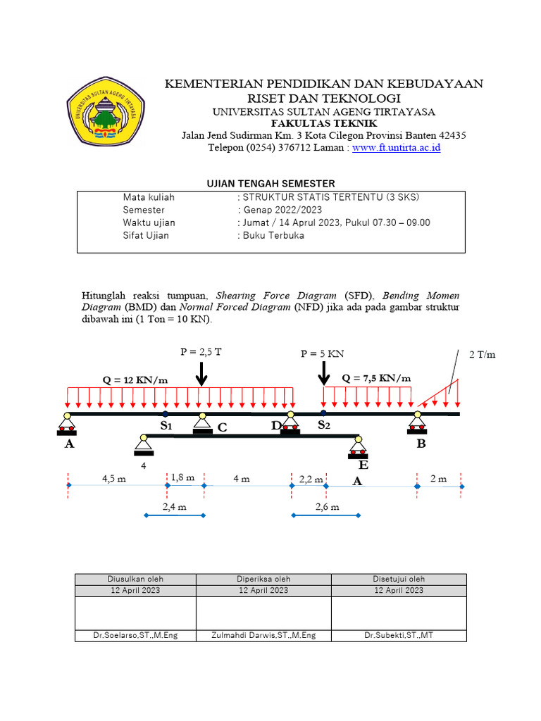 Ujian Tengah Semester Struktur Statis | PDF