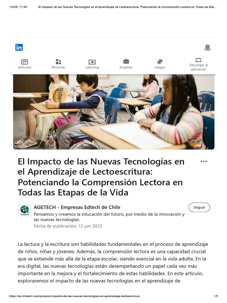 El Impacto de Las Nuevas Tecnologías en El Aprendizaje de ...