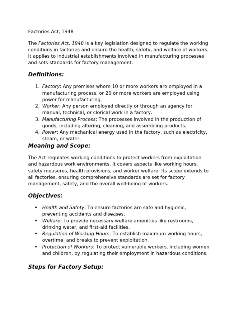 Factories Act | PDF | Trade Union | Employment