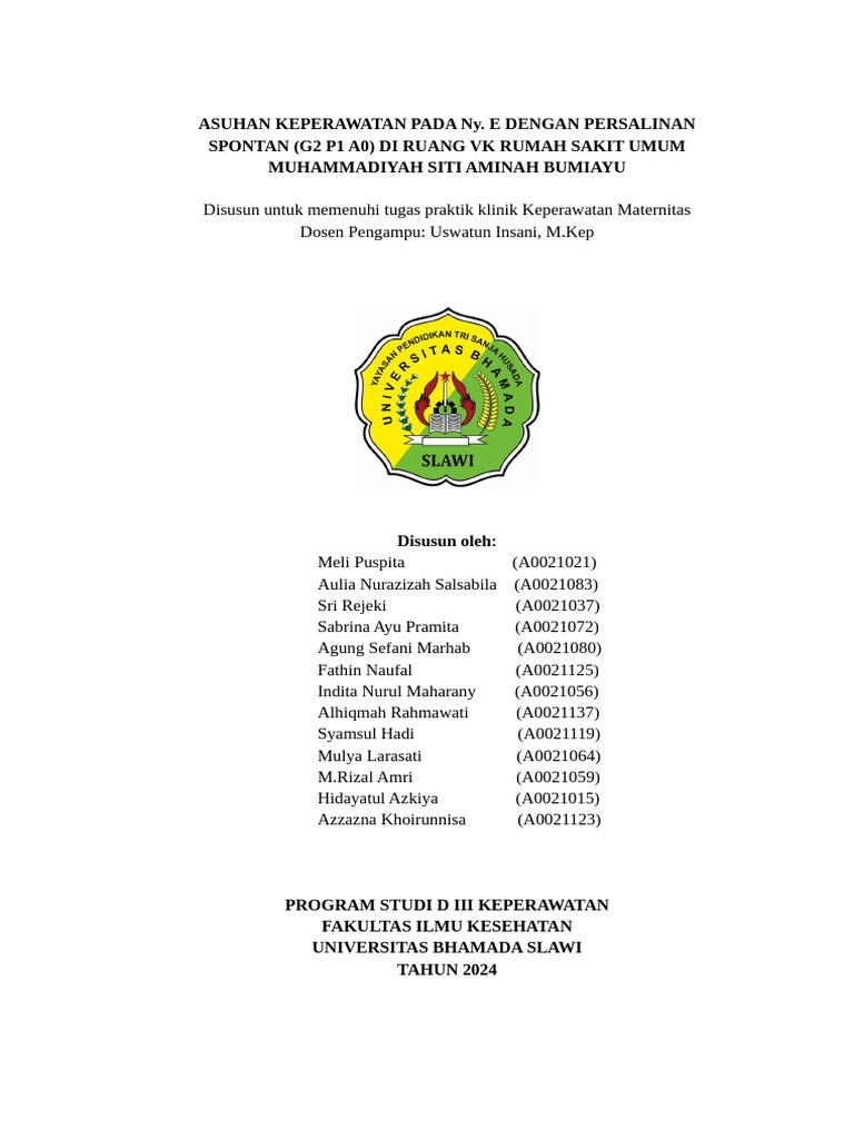 Askep Seminar Maternitas Spontan | PDF