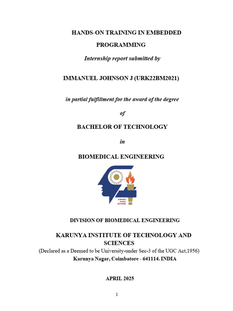 INTERNSHIP Immanuel 2025 | PDF | Microcontroller | Embedded System