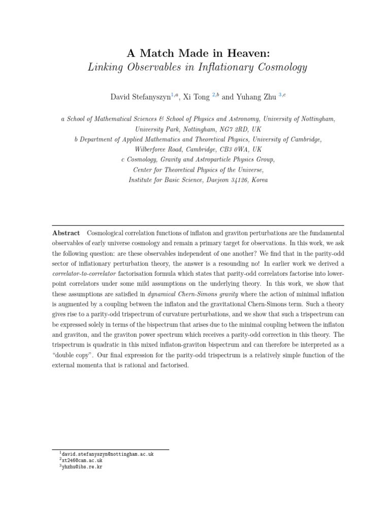 A Match Made in Heaven - Linking Observables in Inflationary Cosmology ...