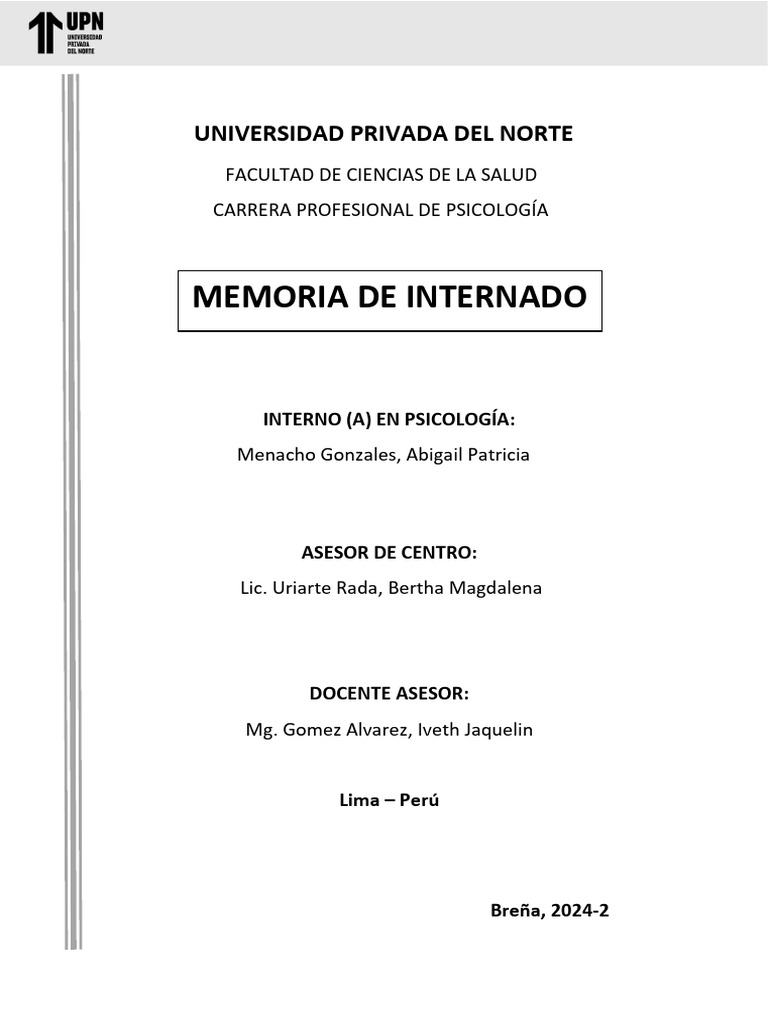 Memoria de Internado 2 | PDF | Autismo | Sicología
