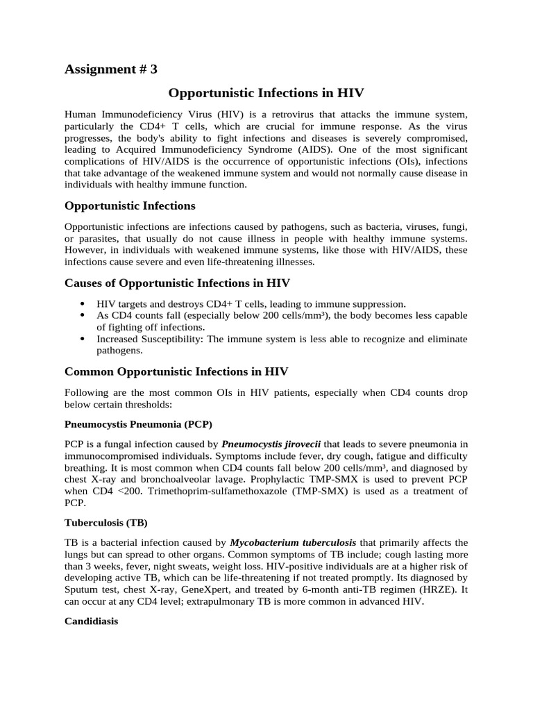 Common Opportunistic Infections in HIV | PDF | Infection | Immunodeficiency