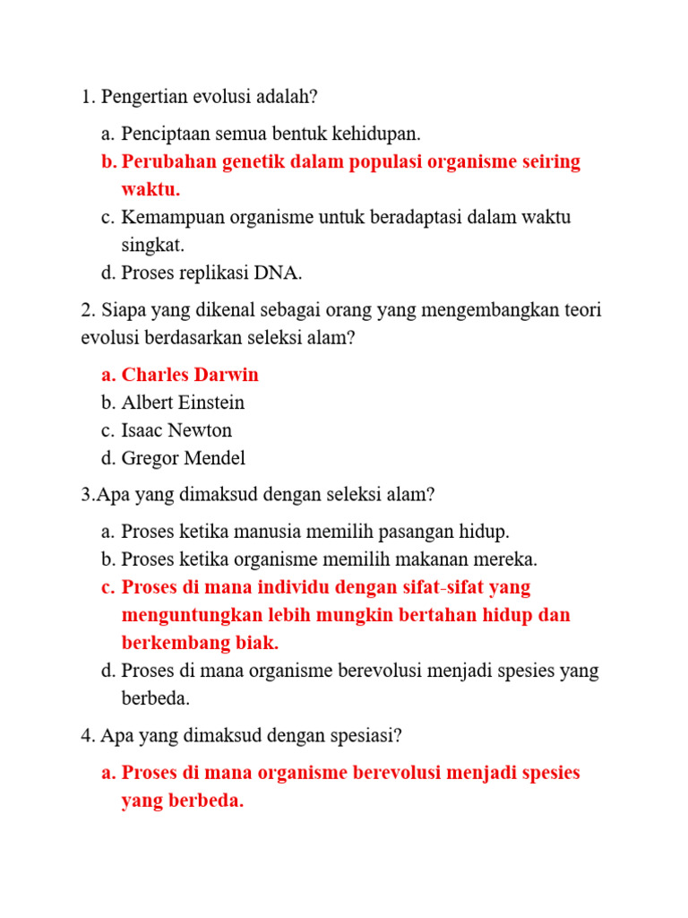 Teori dan Konsep Dasar Evolusi | PDF