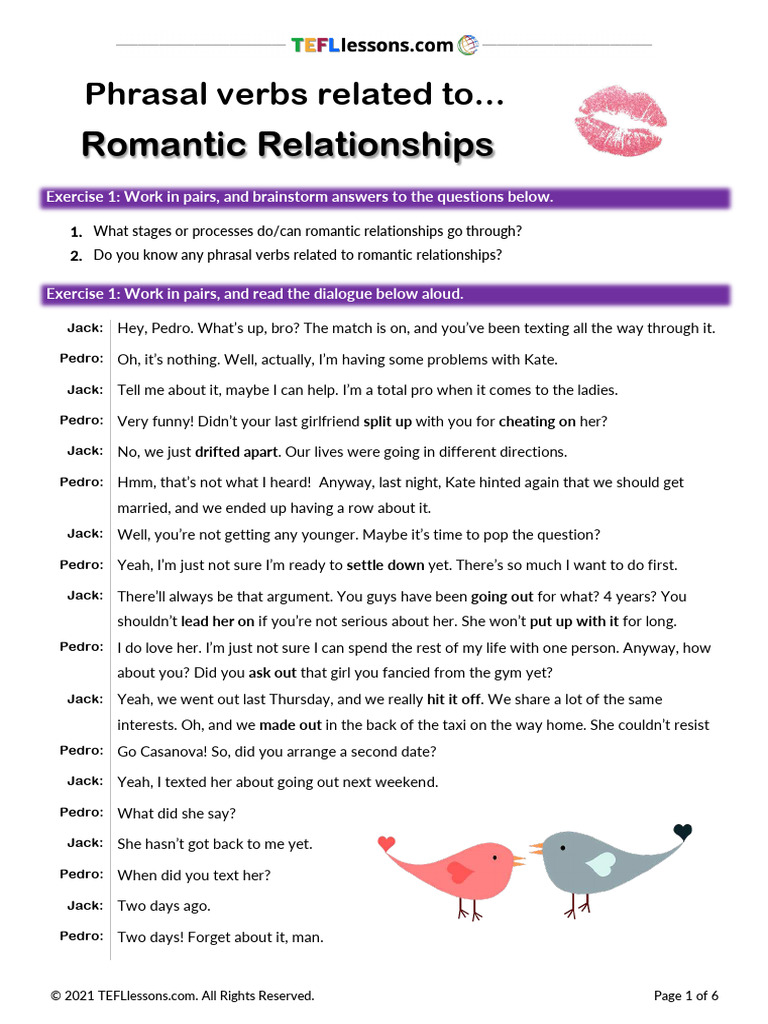 Romantic Relationships - Phrasal Verbs | PDF