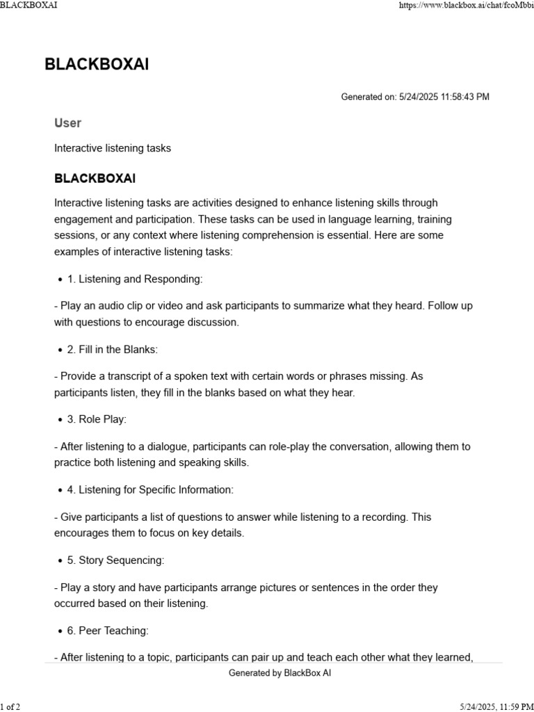 Interactive Listening Tasks | PDF | Reading Comprehension | Focus Group