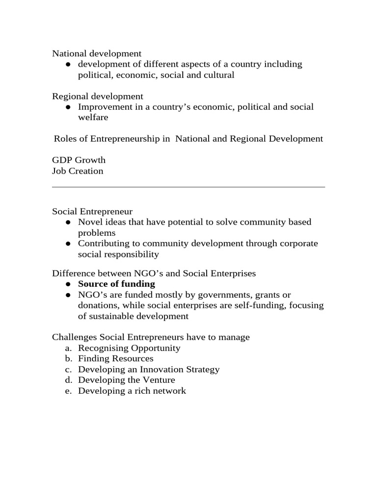 Entrep-Roles of Entrepreneurship in National and Regional Development | PDF