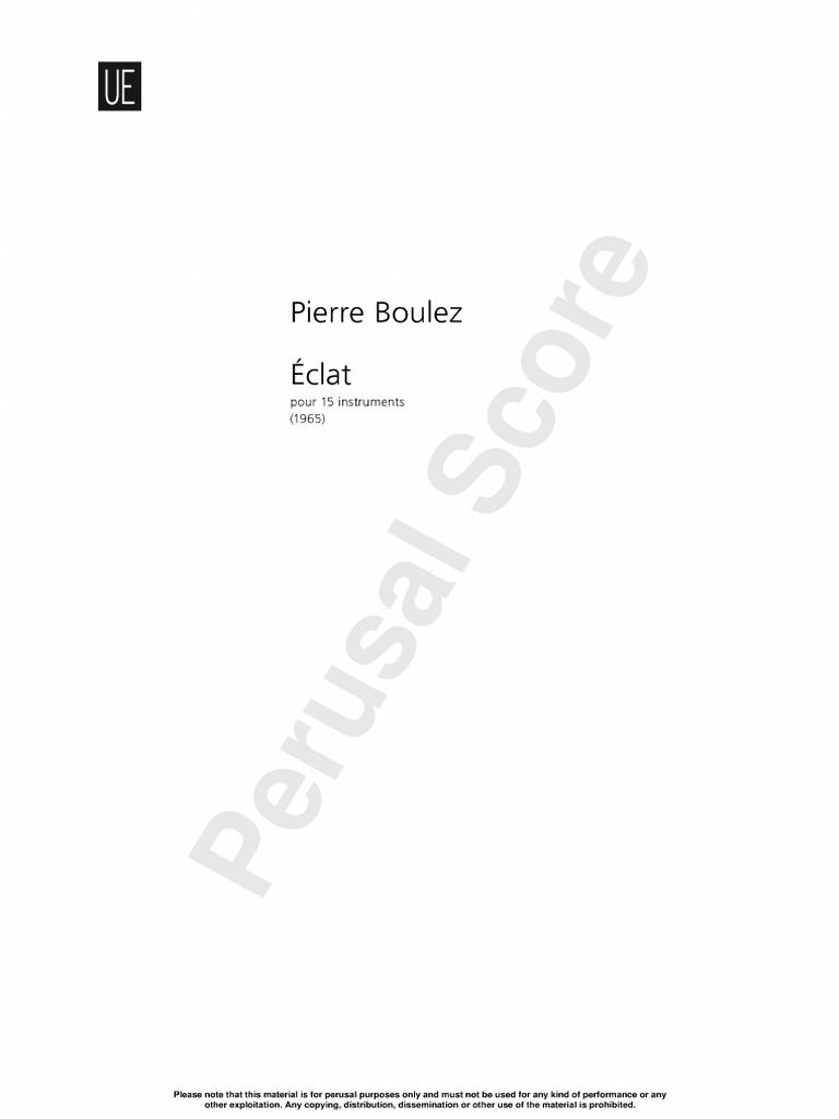 Boulez - Éclat For 15 Instruments For 15 Instruments (1965) | PDF