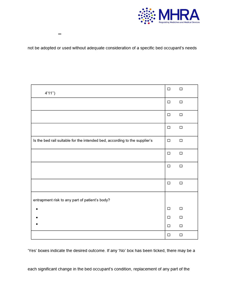 Bed Rail Entrapment Risk Assessment | PDF | Bed | Risk