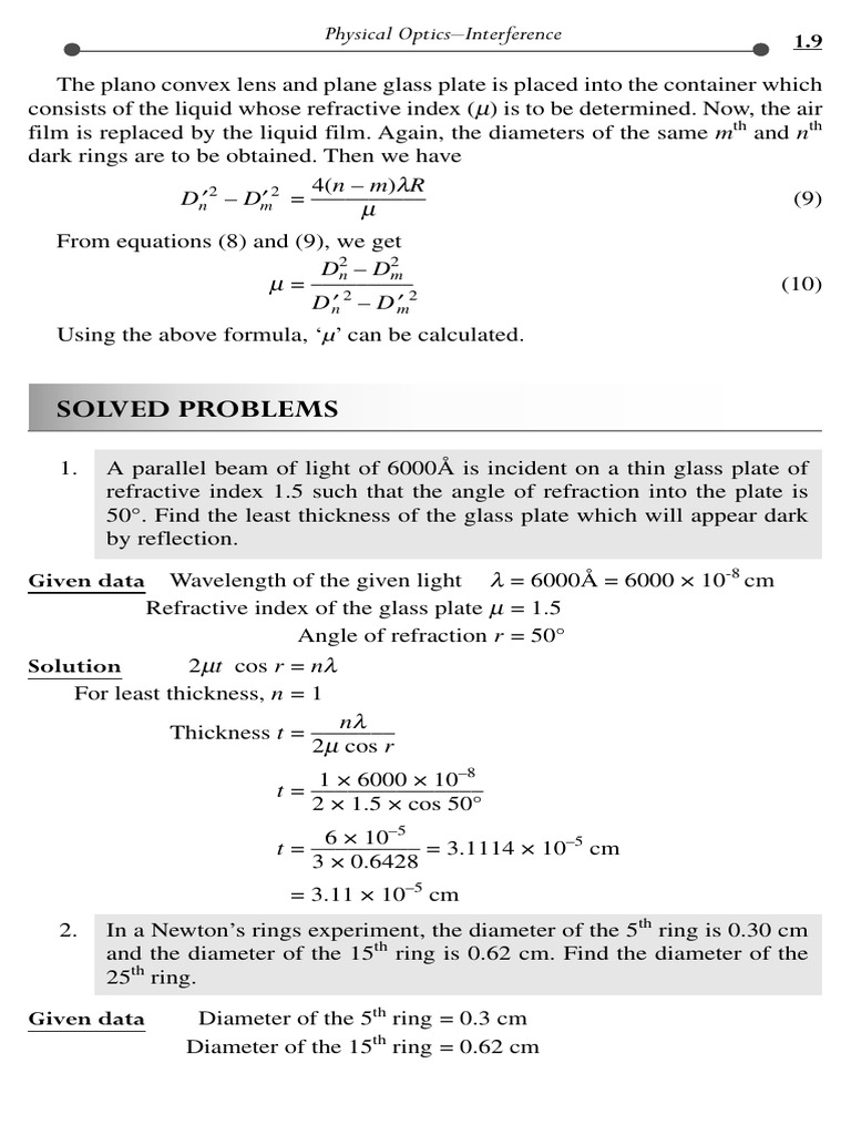 Unit-I-Wave Optics-Problems and BITs | PDF | Diffraction | Polarization (Waves)