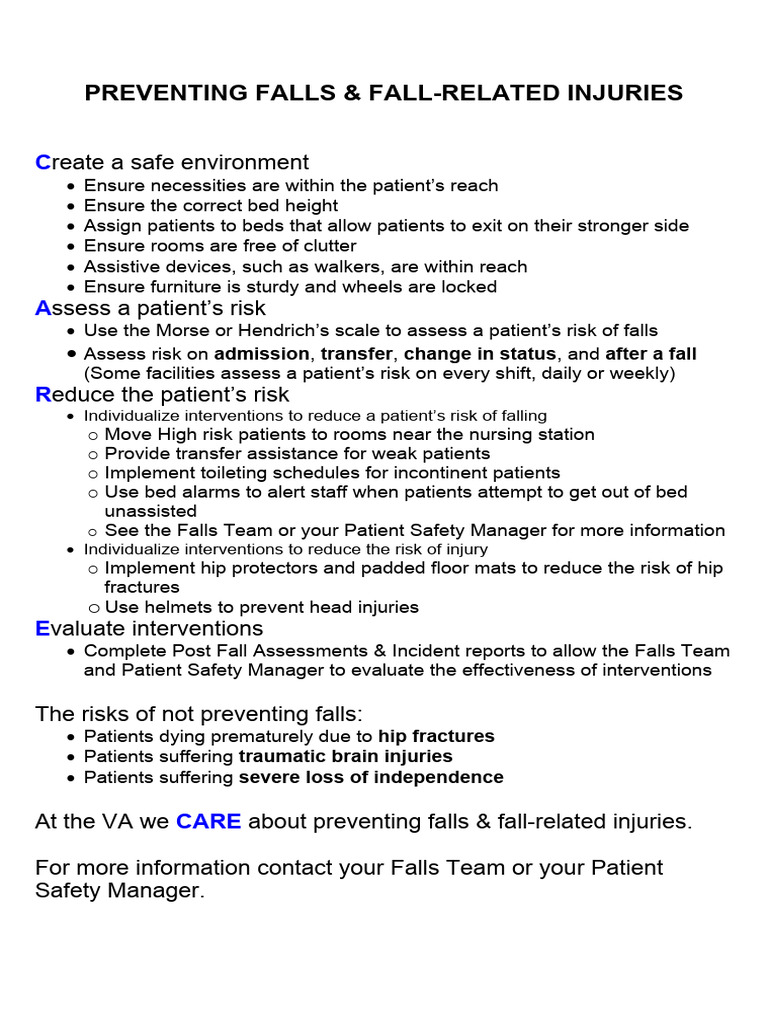 Fall Prevention Strategies in Hospitals | PDF