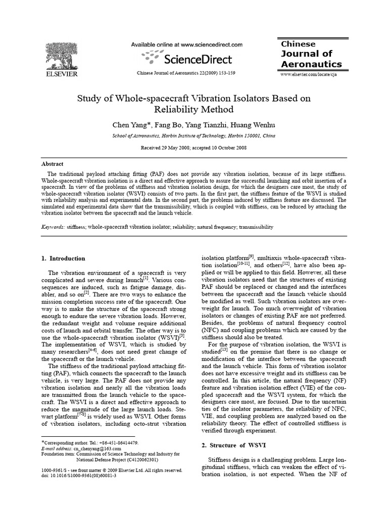 Whole-Spacecraft Vibration Isolation Study | PDF | Eigenvalues And ...