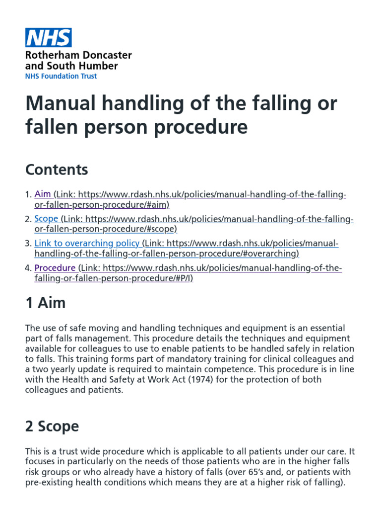 Safe Manual Handling for Falls | PDF | Wheelchair | Chair