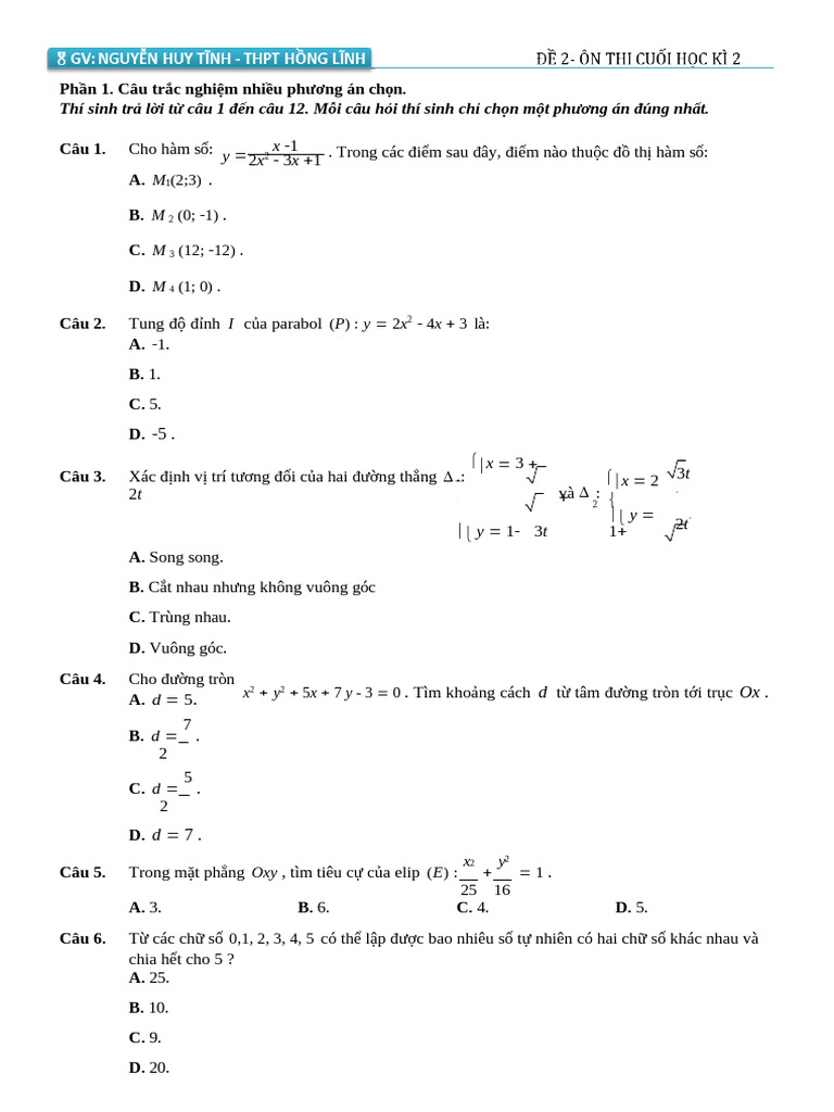 De So 2-HK2-TOAN 10-kntt R | PDF