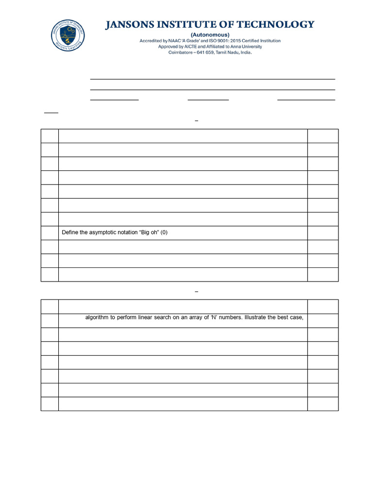 CS3401 - Algorithms_QB_EVEN_AY_24_25 _ Completed | PDF | Time Complexity | Computational ...