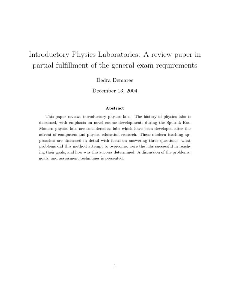 Introductory Physics Laboratories A Revi | PDF | Experiment | Curriculum