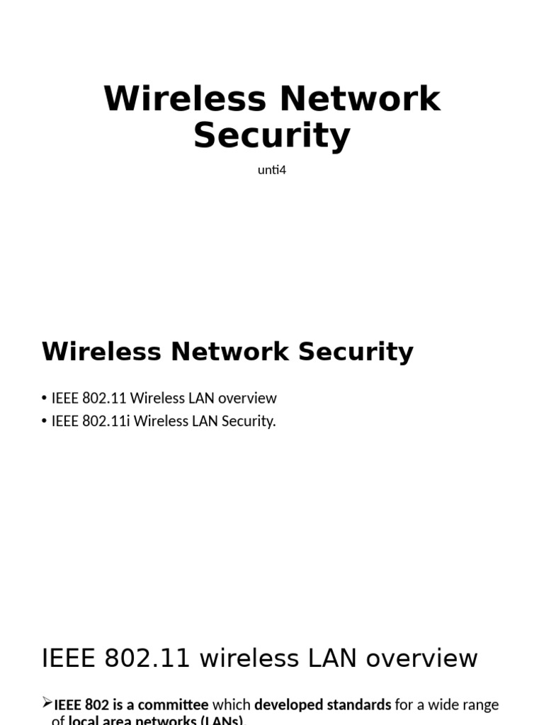 Unit4-Wireless Network Security | PDF | Wireless Lan | Computer Network