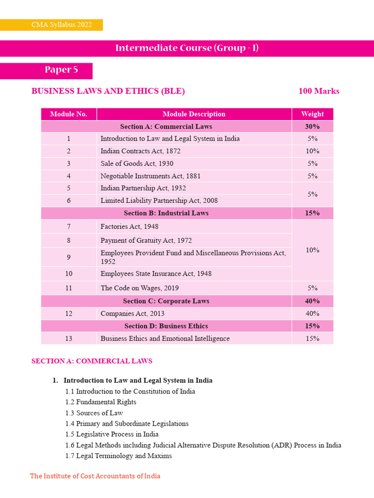 Cma Inter Syllabus 2022 | PDF | Taxes | Value Added Tax