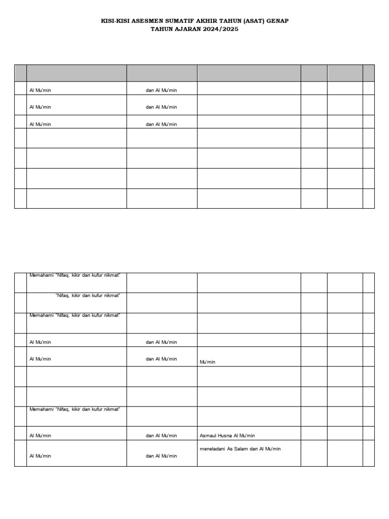 Kisi-Kisi - Aa 4 - Asat - 2025 | PDF