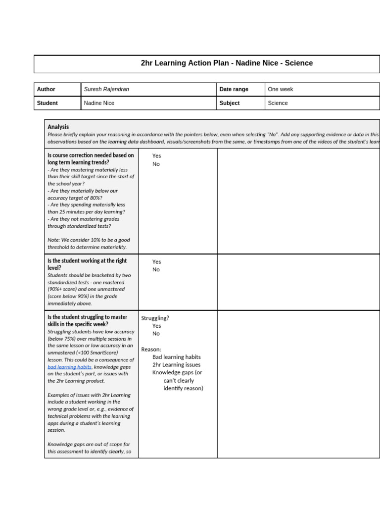 RWA - Learning Analysis v2 - TEMPLATE - Suresh Rajendran | PDF