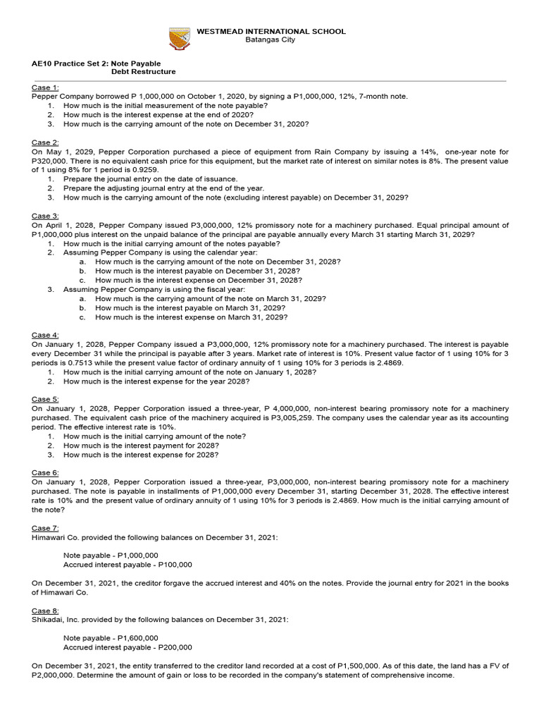 AE10 Chapter 8 9 Practice Set | PDF | Economies | Financial Services