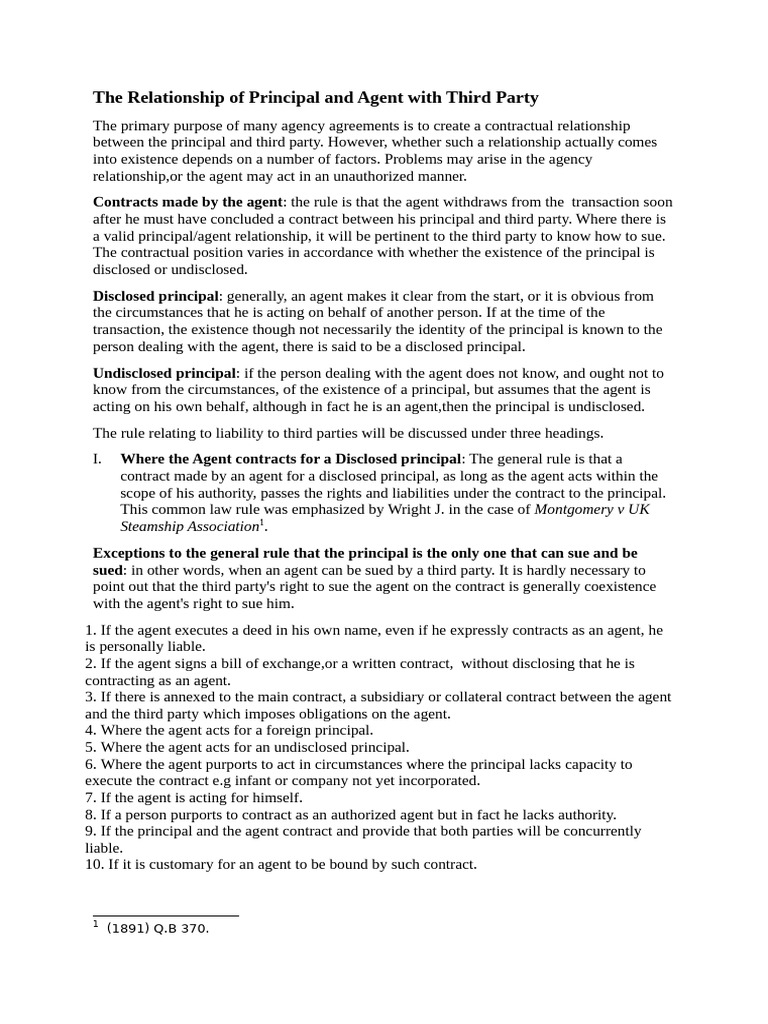 Pt. 2 Agency Third Party Rights | PDF | Law Of Agency | Legal Liability