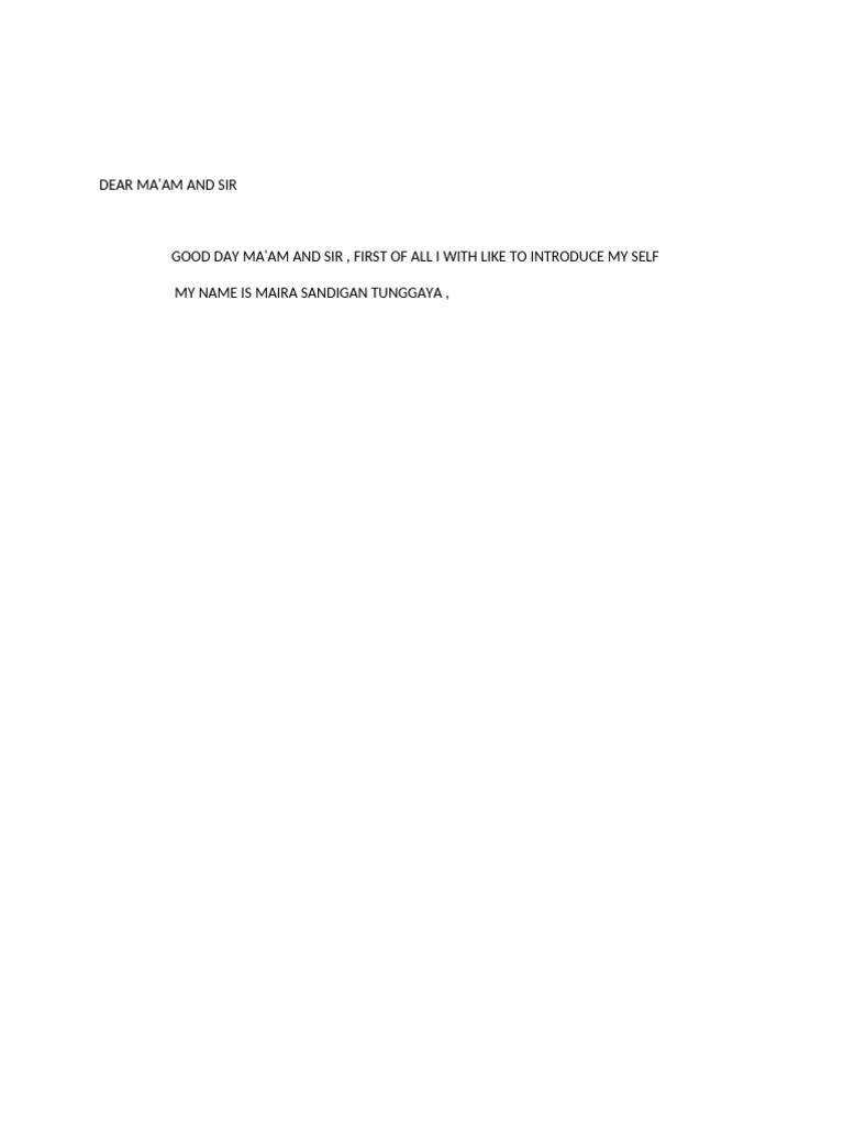 Dear Ma'Am and Sir | PDF