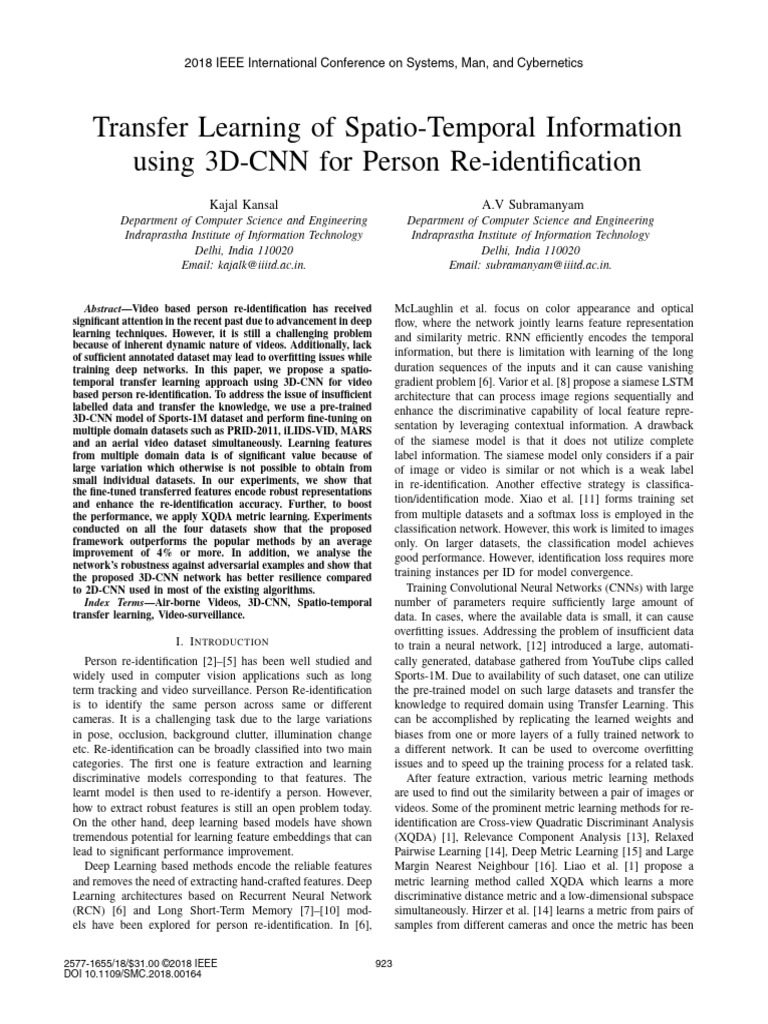Transfer Learning of Spatio Temporal Information Using 3D CNN For ...