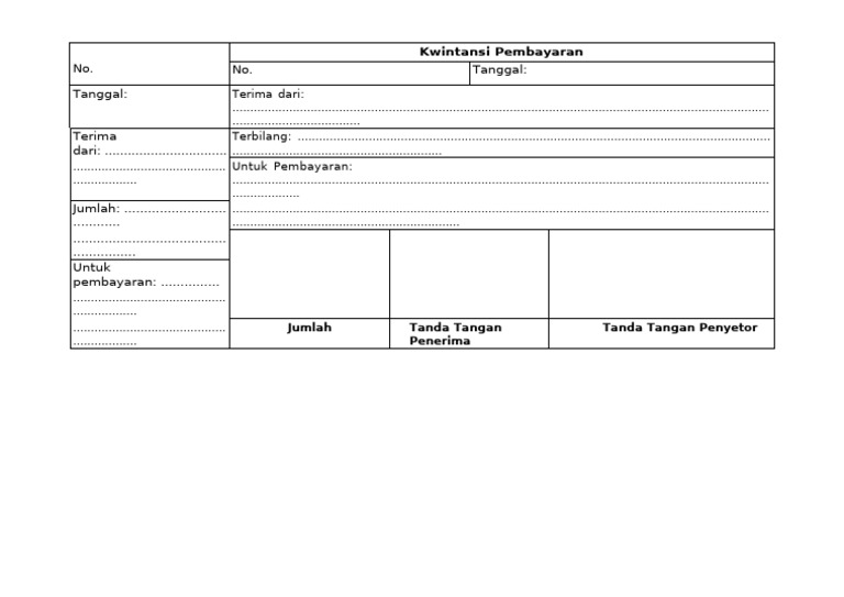 Template Kwitansi Pembayaran Kosong | PDF