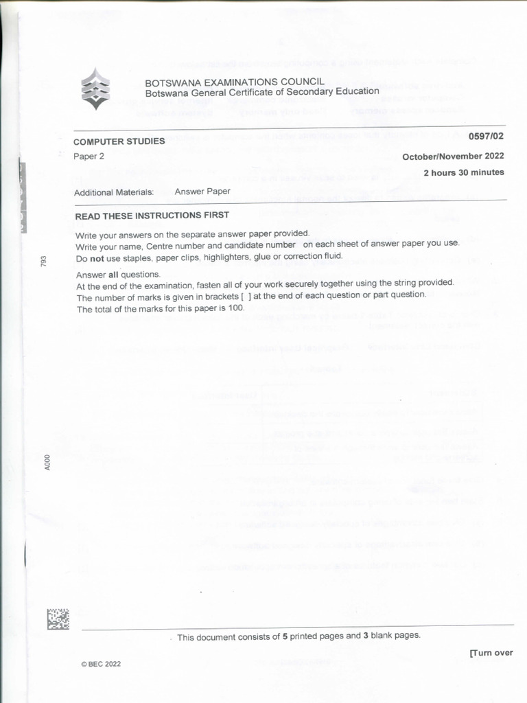 Computer Studies PP2 2018 - 2022 | PDF | Computer Network | Backup