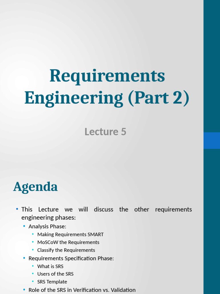 Lecture 5 - Requirements Engineering (Part 2) - V2 | PDF | Verification And Validation ...