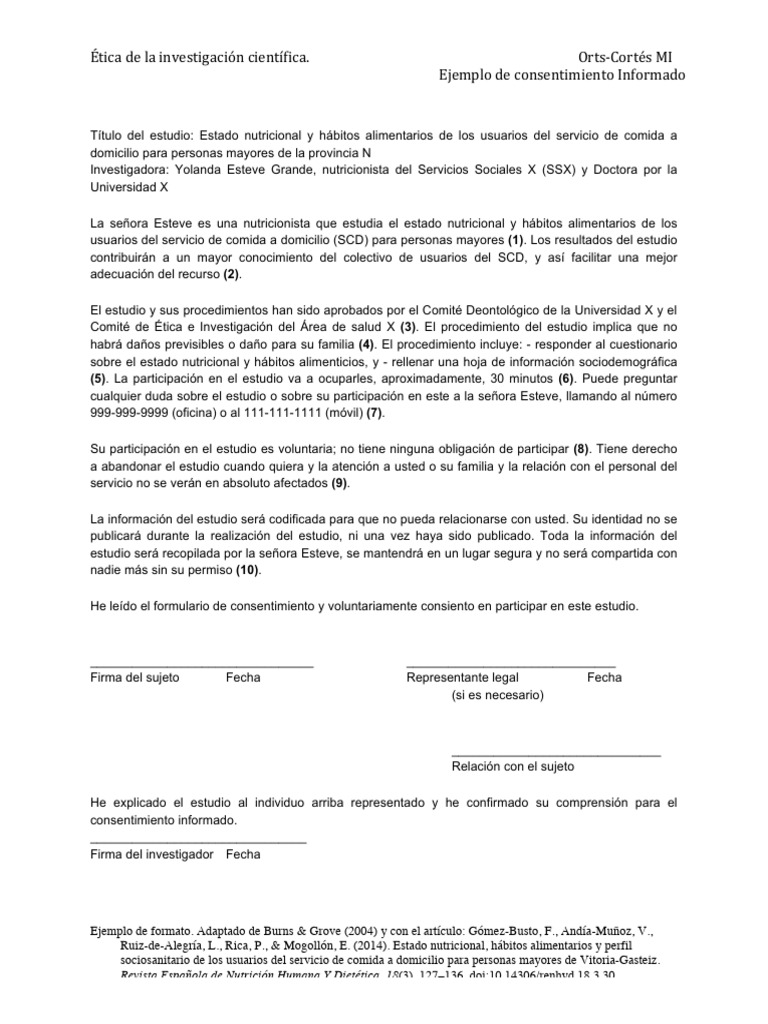 T8. Ejemplo de Consentimiento Informado Alumnos | PDF | Dietético | Dieta (Nutrición)