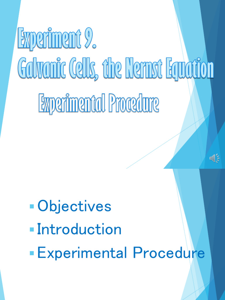 Exp9 - Galvanic Cells The Nernst Equation | PDF | Redox | Electrochemistry
