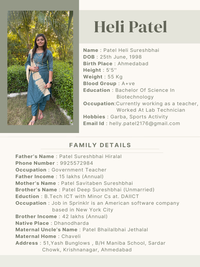 Heli Patel: Family Details | PDF