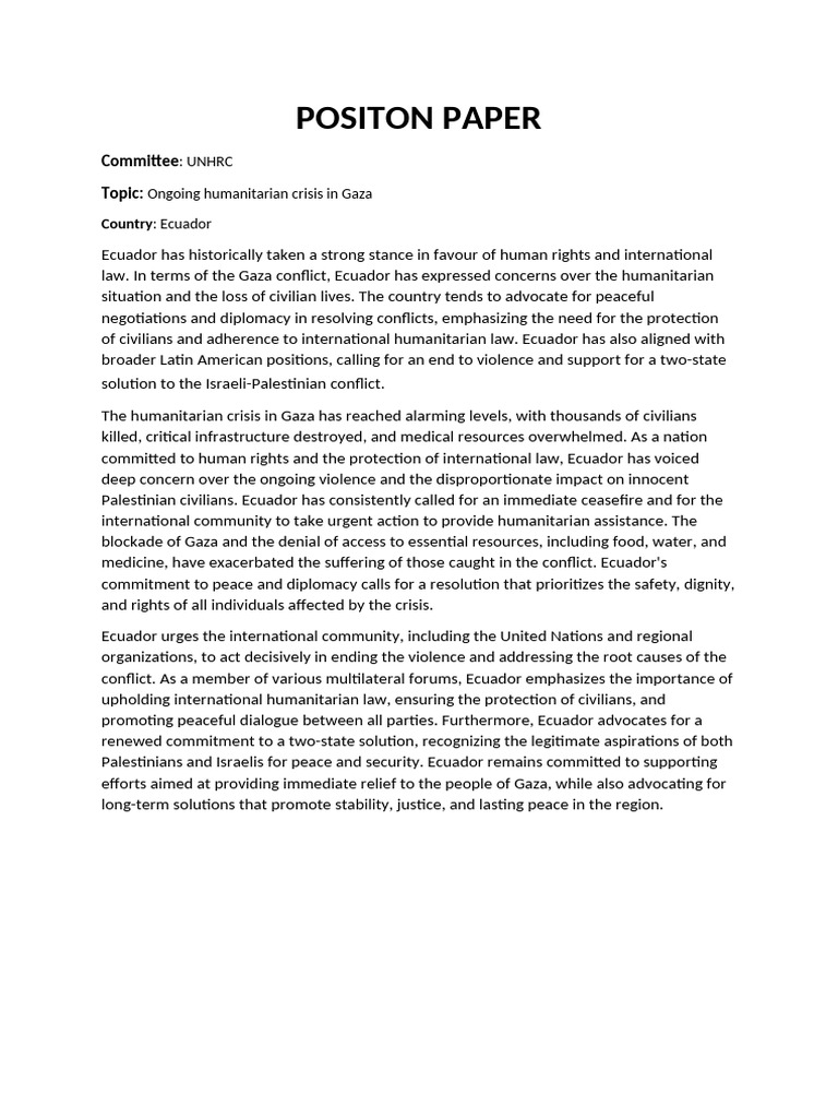 Ecuador's Stance on Gaza Crisis | PDF