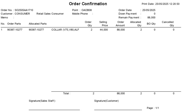 RP LOC Parts OrderConfirmation 15 | PDF