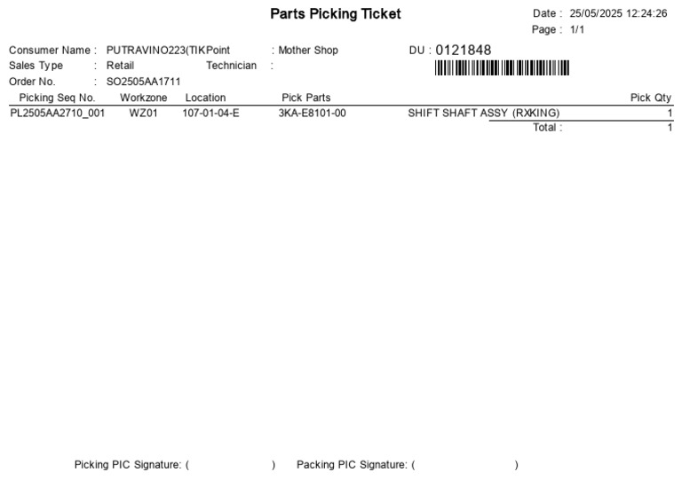 RP LOC Parts PickingList 15 | PDF