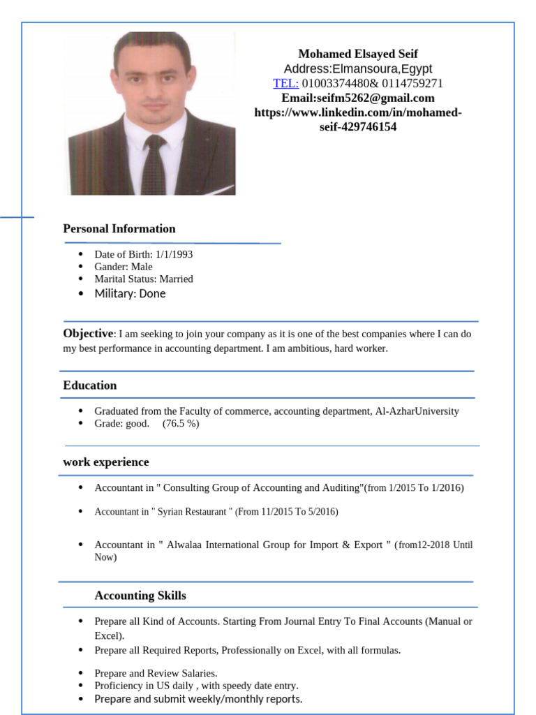 CV, Mohamed - Seif-Elmansoura (1) VVV | PDF