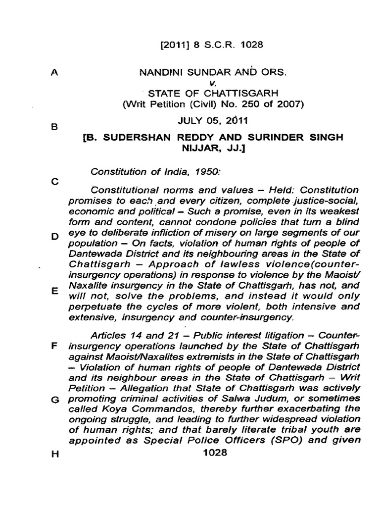 Nandini Sundar & Others V. Chhattisgarh | PDF