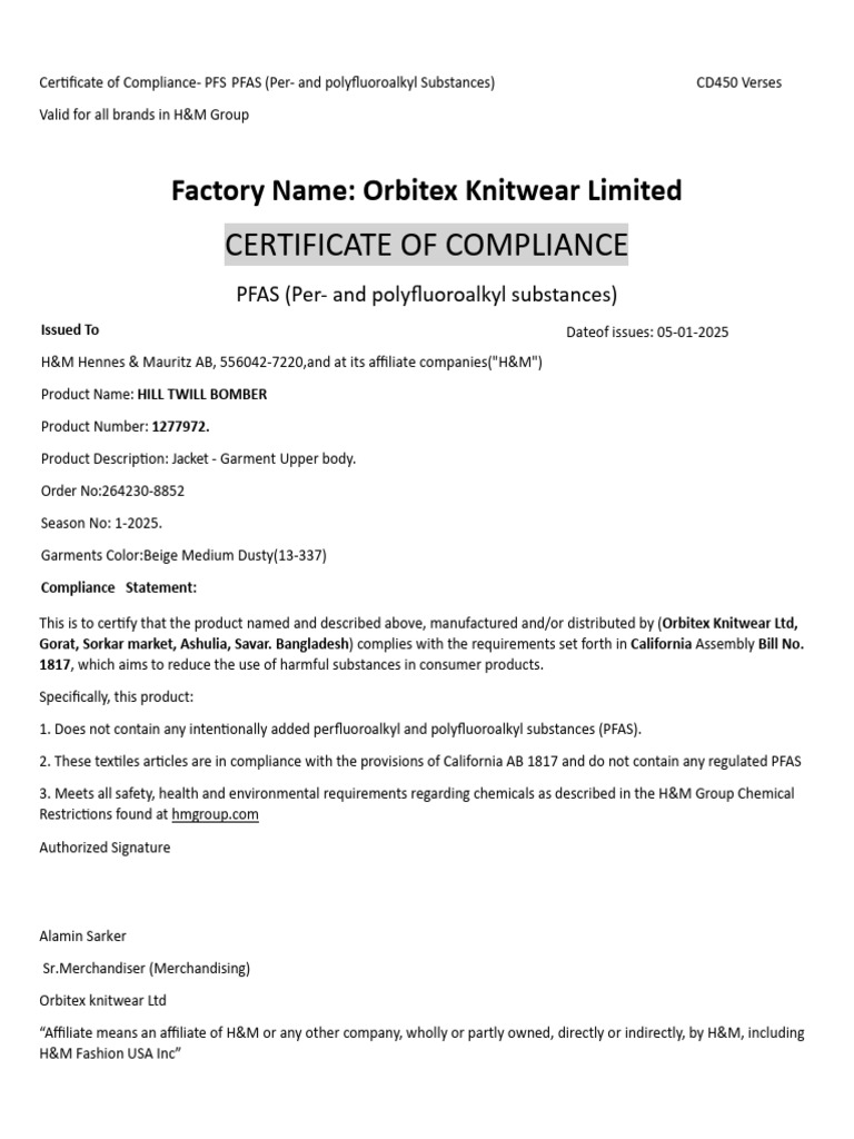 Certificate of Compliance | PDF