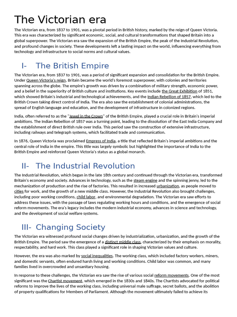 The Victorian Era Lesson | PDF | British Empire | Victorian Era