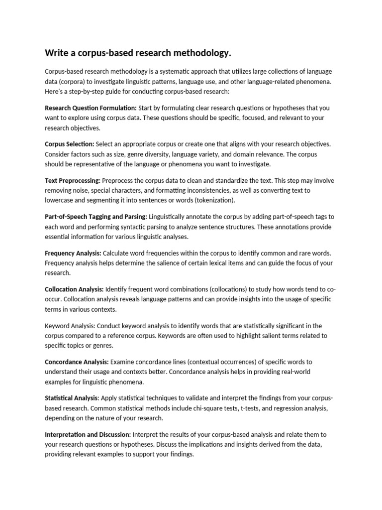 Corpus-Based Research Methodology Guide | PDF | Methodology | Linguistics