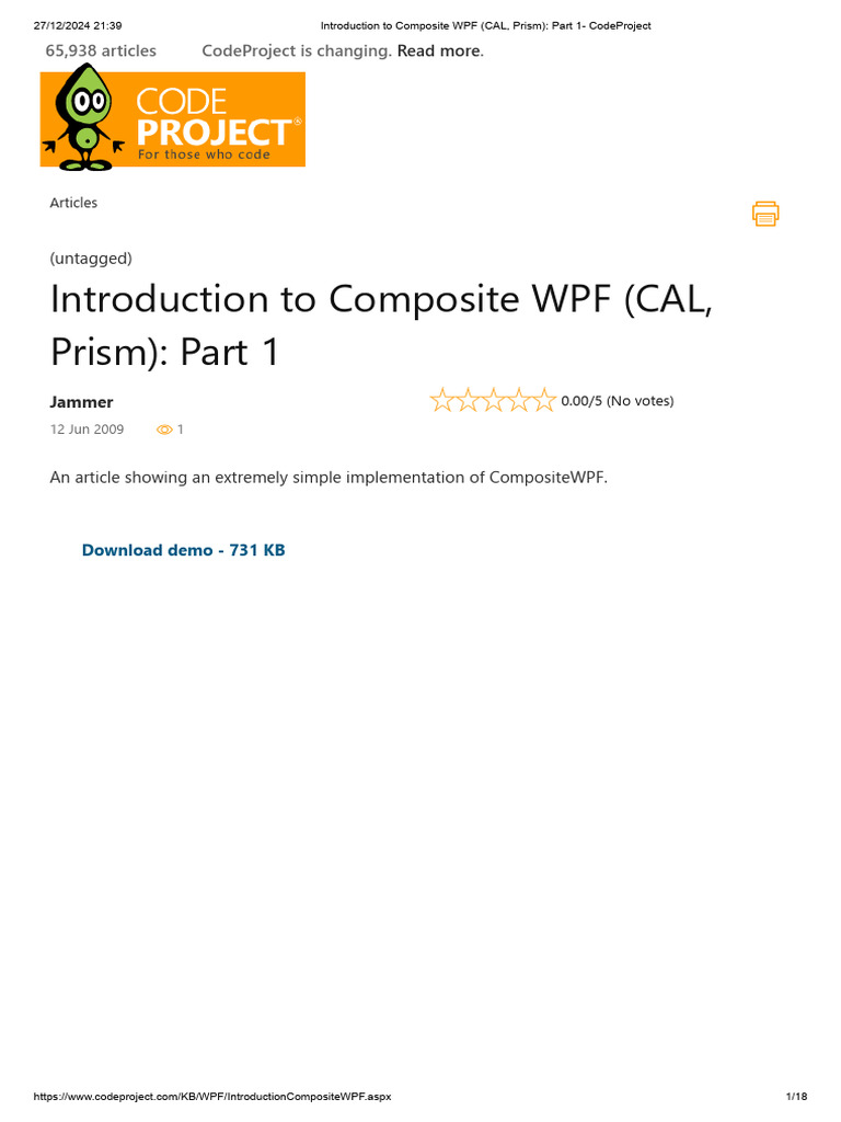 Introduction To Composite WPF (CAL, Prism) - Part 1 - CodeProject | PDF ...