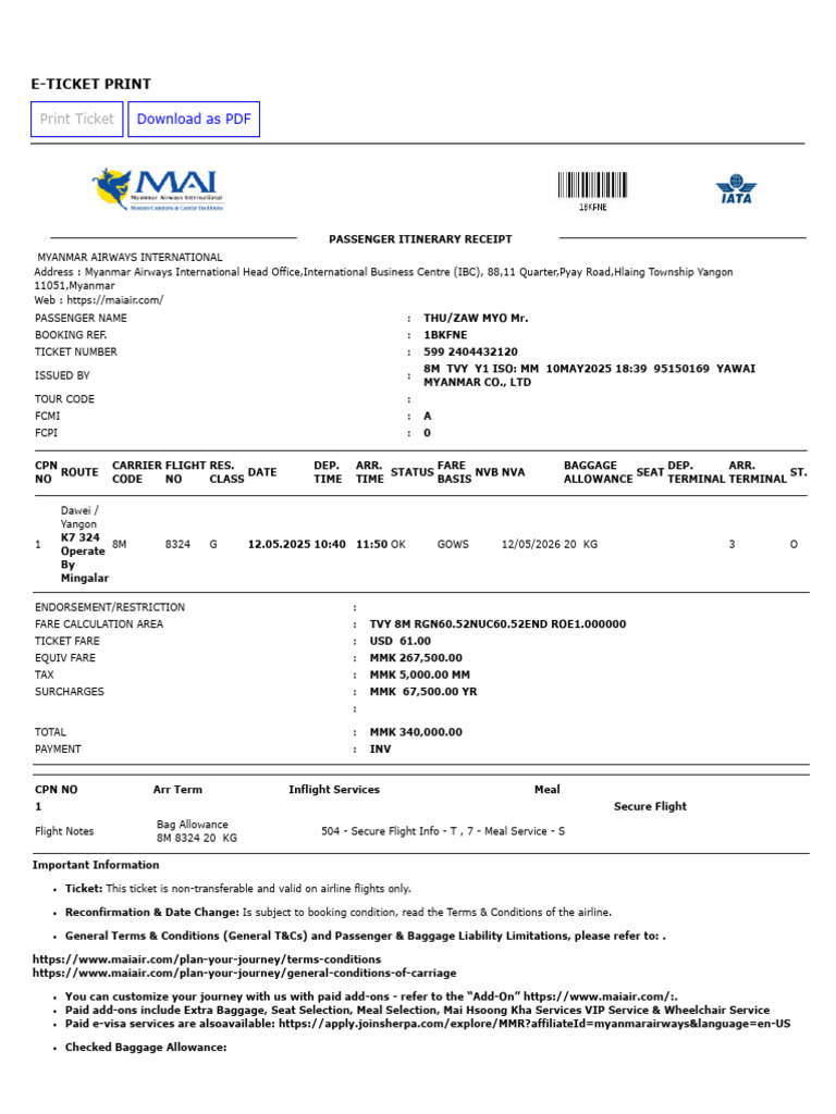 Https Book Myanmar - Crane.aero JSF Itinerary - XHTML PrintAll True ...