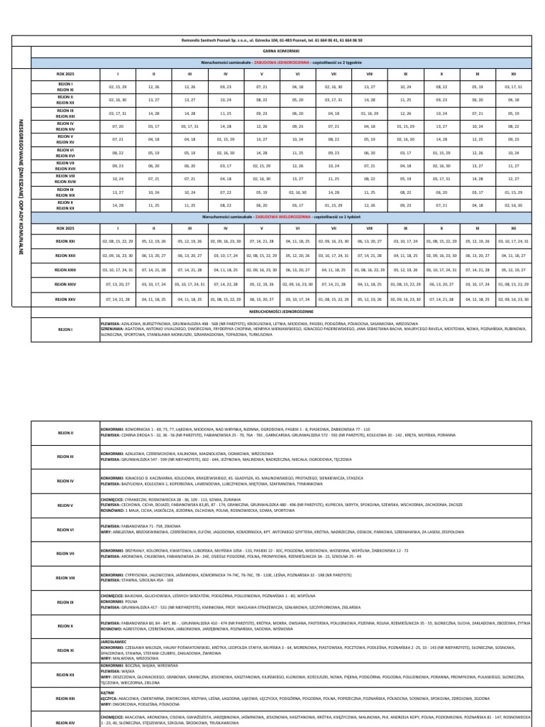 Harmonogram 2025 KOMORNIKI | PDF