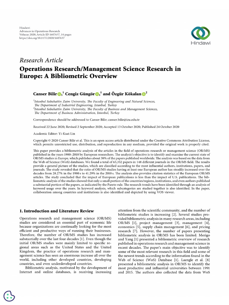 Operations Research - Management Science Research in Europe - A ...