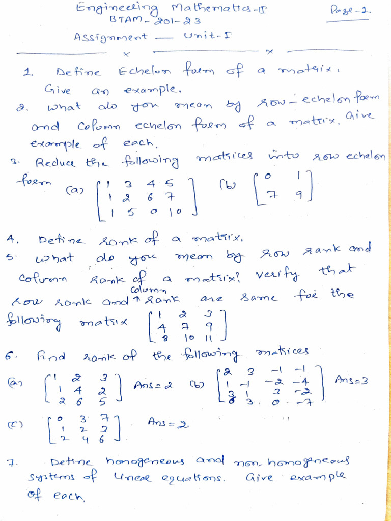 Assignment (Unit-I) Engg Maths-II | PDF